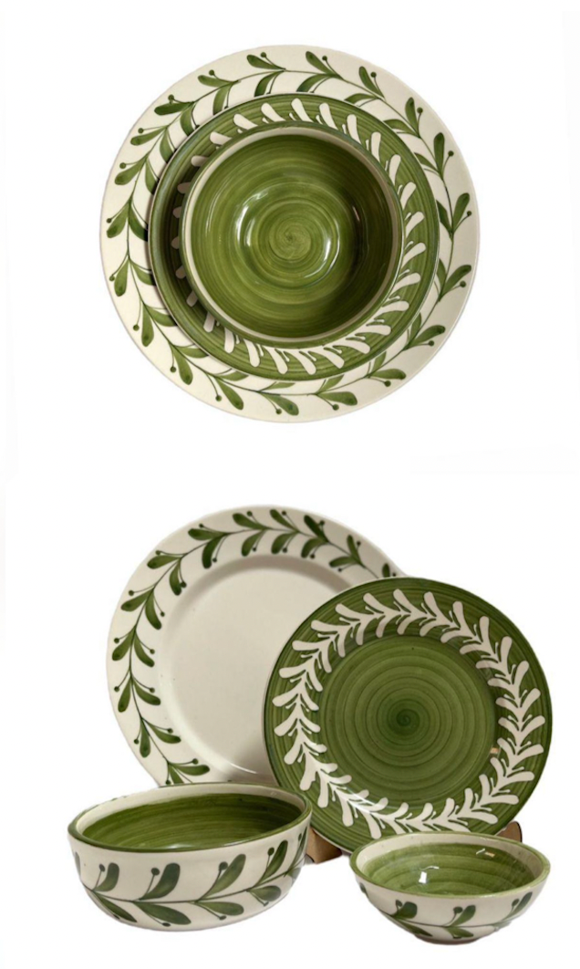 Olive Hand-painted Dinnerware 3 Piece Set Collection – DreamandBliss